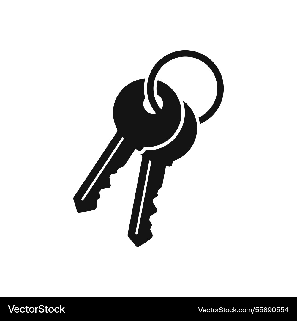 Key icon or silhouette and access sign Royalty Free Vector
