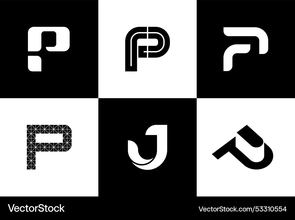 Letter p fonts and logo design Royalty Free Vector Image