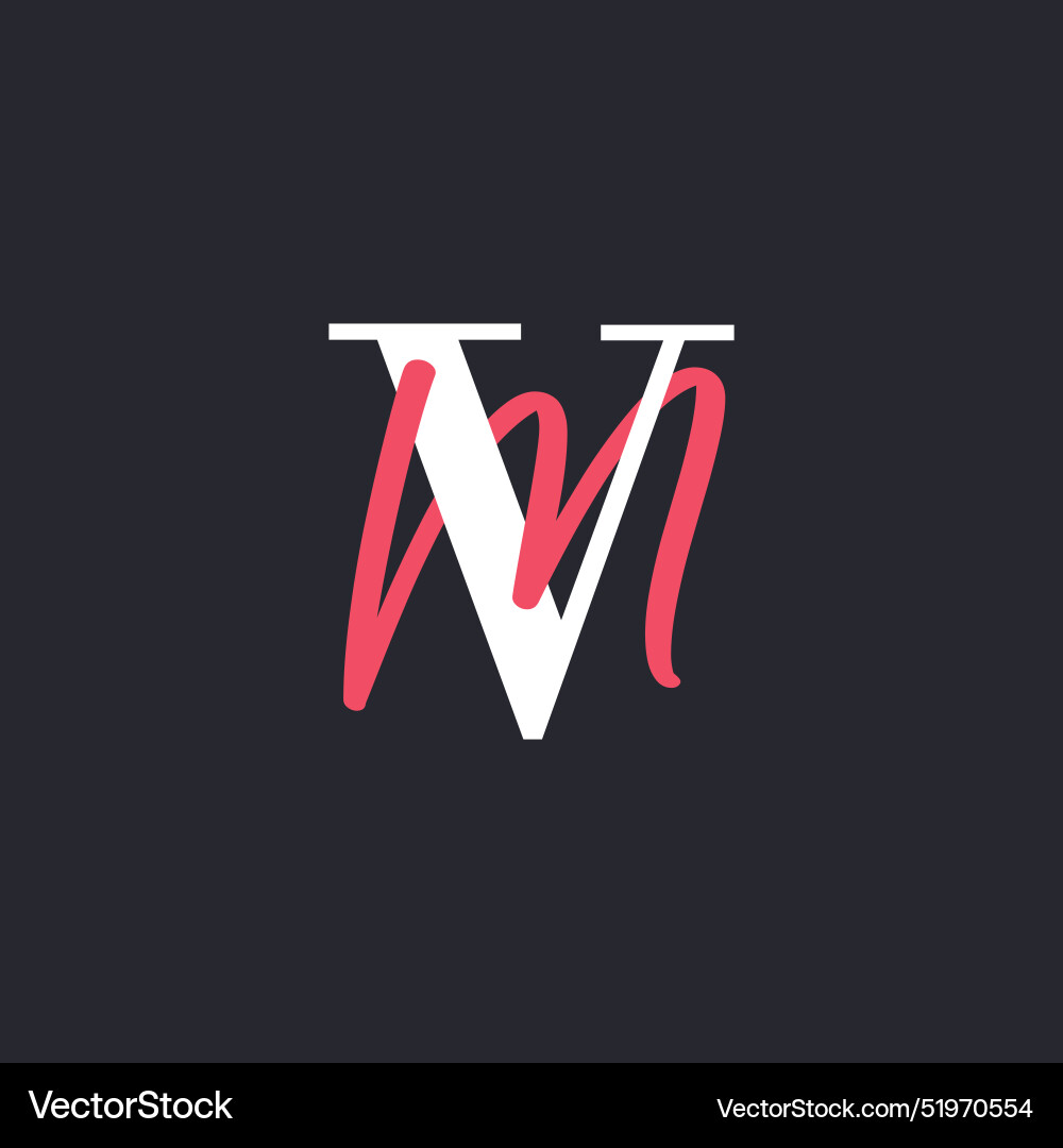 Letter vm logo perfectly blended initials Vector Image