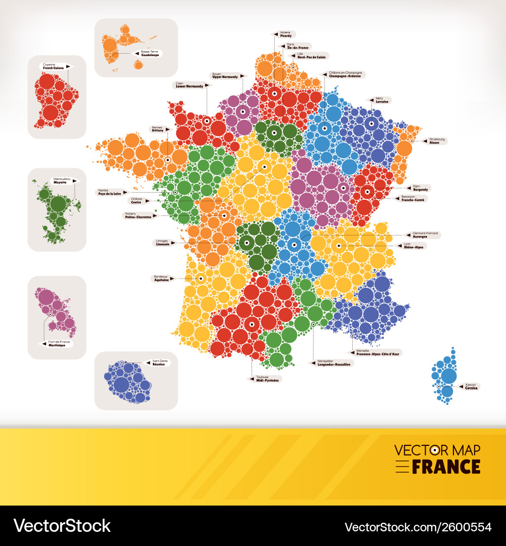 Map of france Royalty Free Vector Image - VectorStock