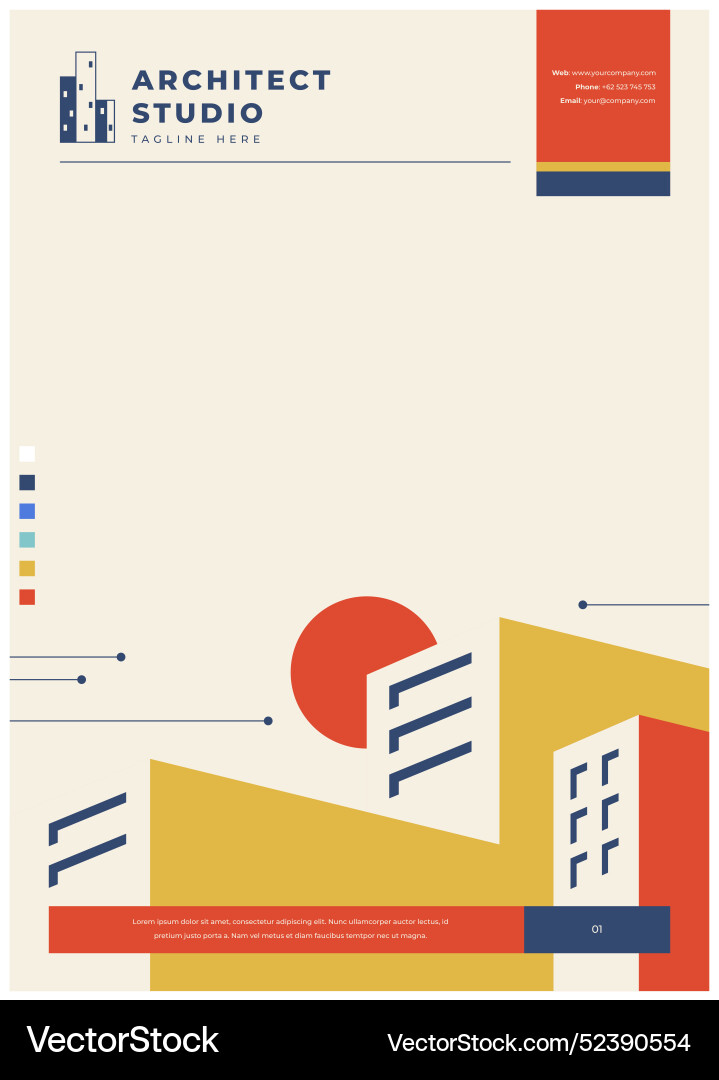 Minimal architecture project letterhead Royalty Free Vector