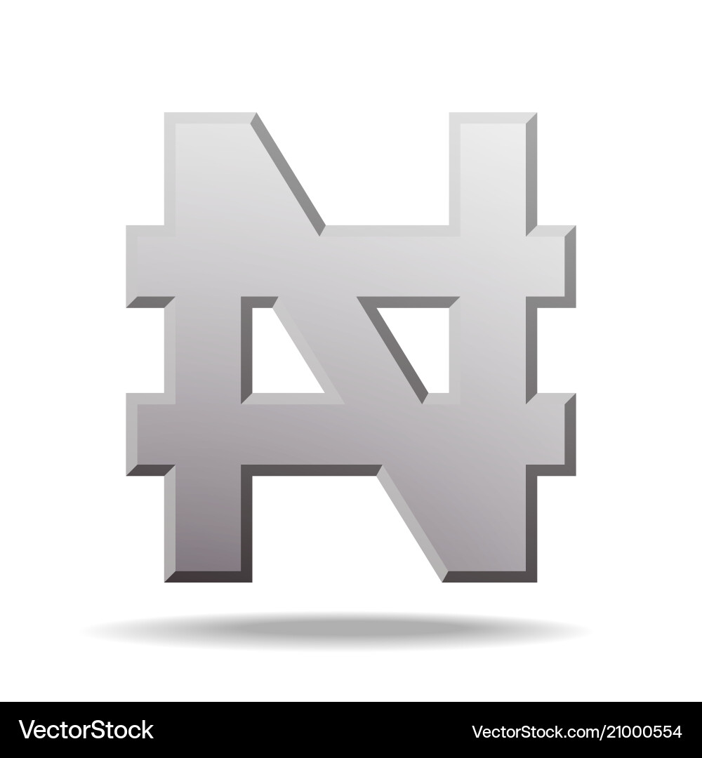 Nigerian naira currency sign Royalty Free Vector Image