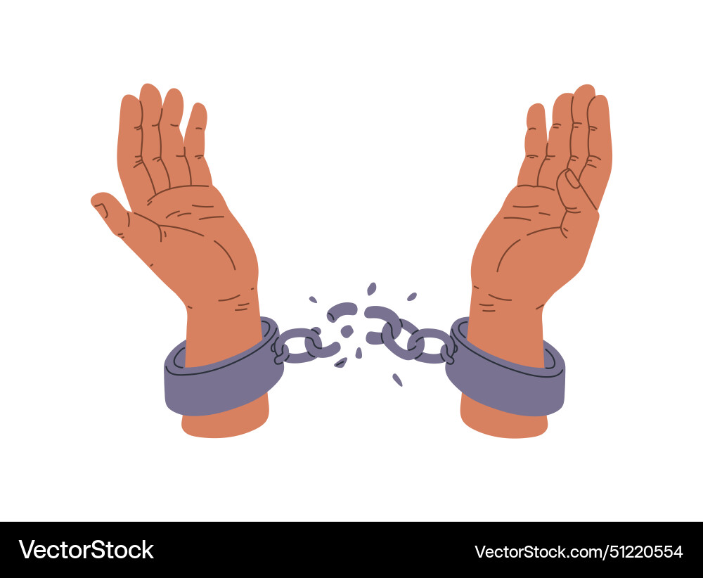 Open hands breaking chains Royalty Free Vector Image
