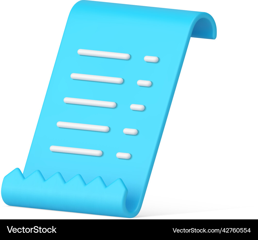 Realistic blue glossy paper payment check Vector Image