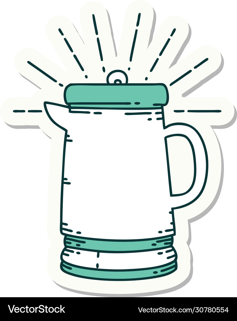 Sticker tattoo style coffee pot Royalty Free Vector Image