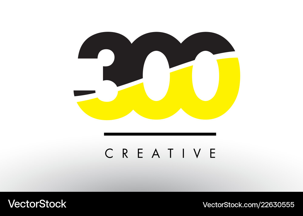 300 black and yellow number logo design Royalty Free Vector