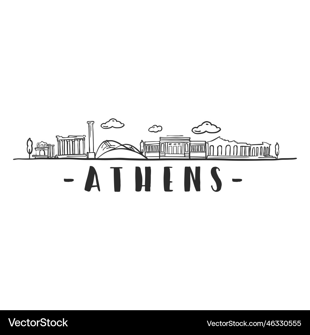Athens skyline sticker Royalty Free Vector Image