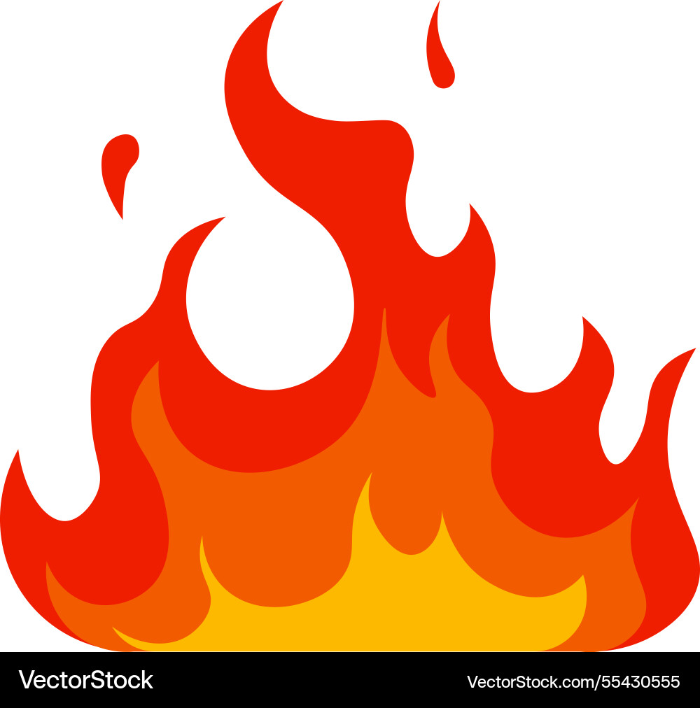 Burning brightly red and orange cartoon fire Vector Image