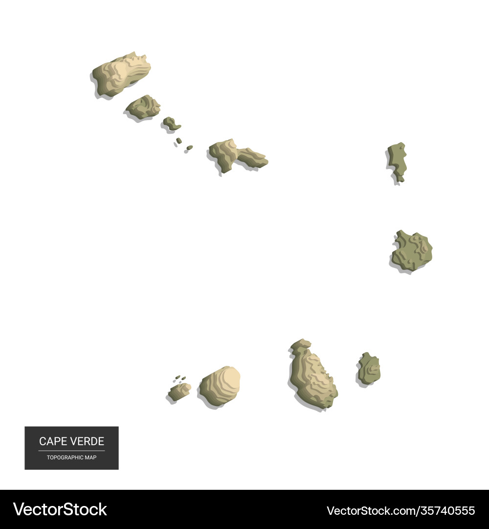 Cape verde map - 3d digital high-altitude Vector Image