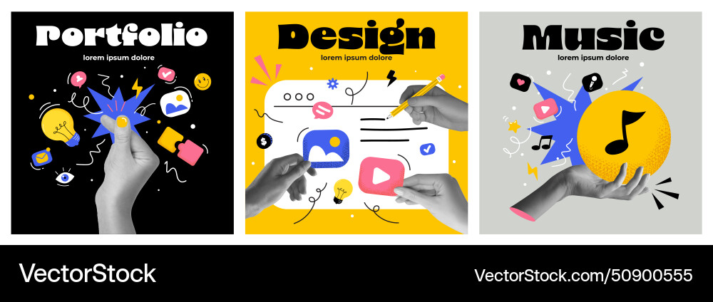 Collage poster design - creative art Royalty Free Vector