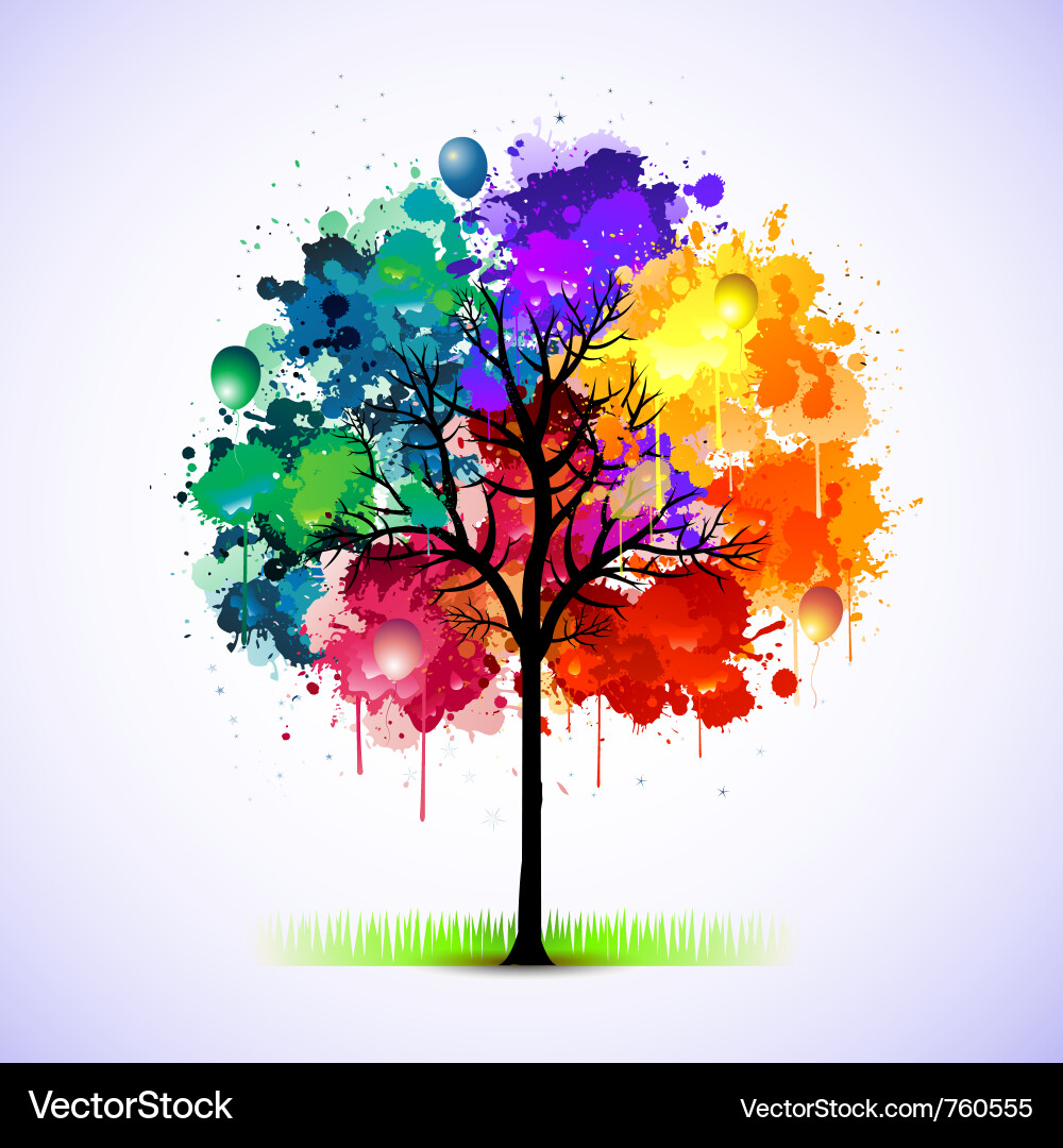Colorful tree background Royalty Free Vector Image