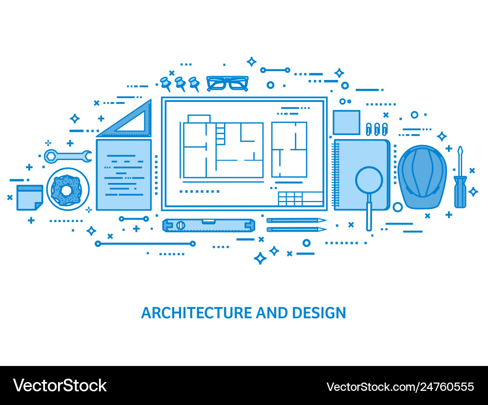 Engineering and architecture drawing construction Vector Image