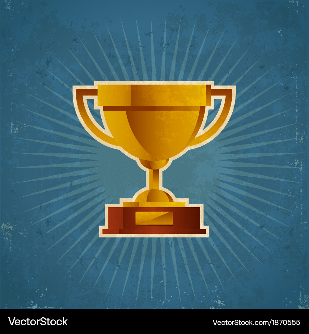 Gold retro cup trophy Royalty Free Vector Image