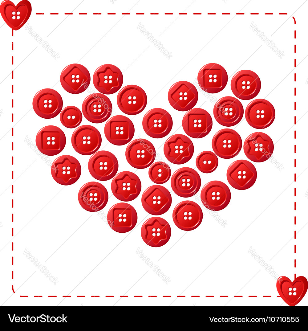 Red heart from buttons Royalty Free Vector Image