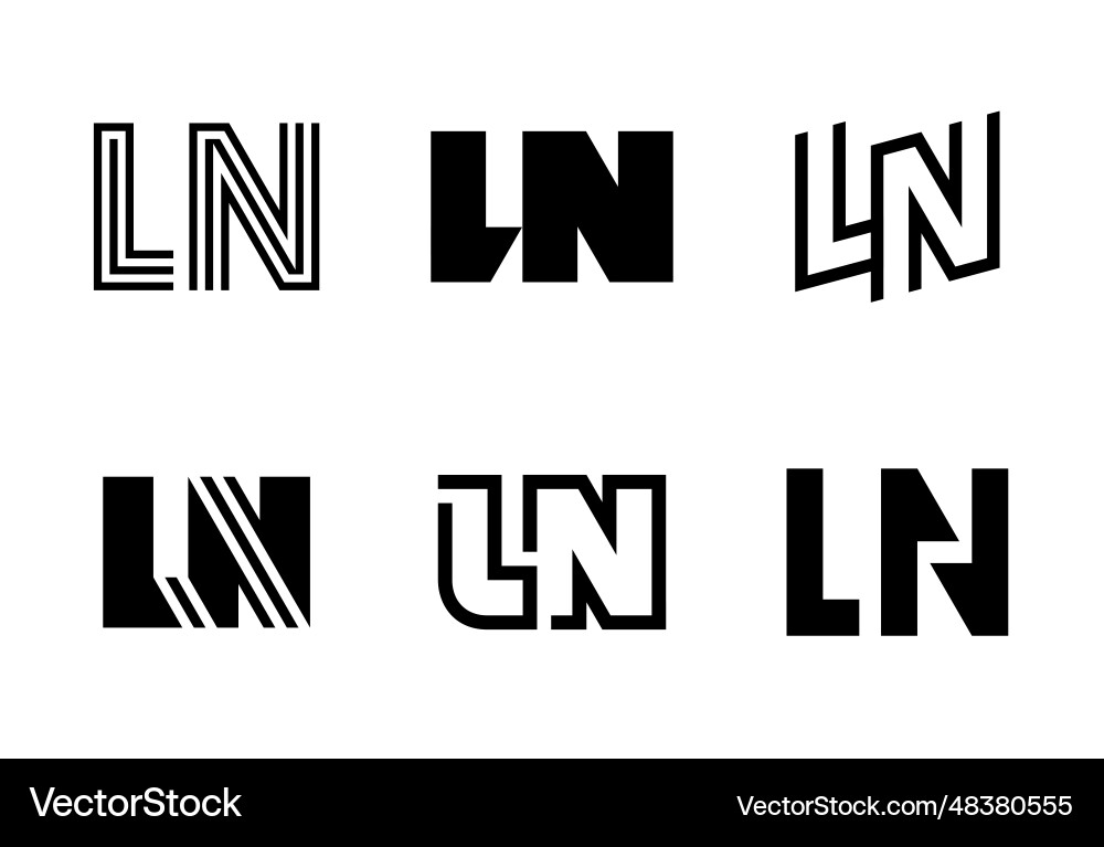 Set of letter ln logos Royalty Free Vector Image