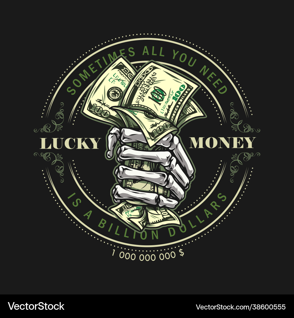 Skeleton Hand Money Vintage Label Royalty Free Vector Image