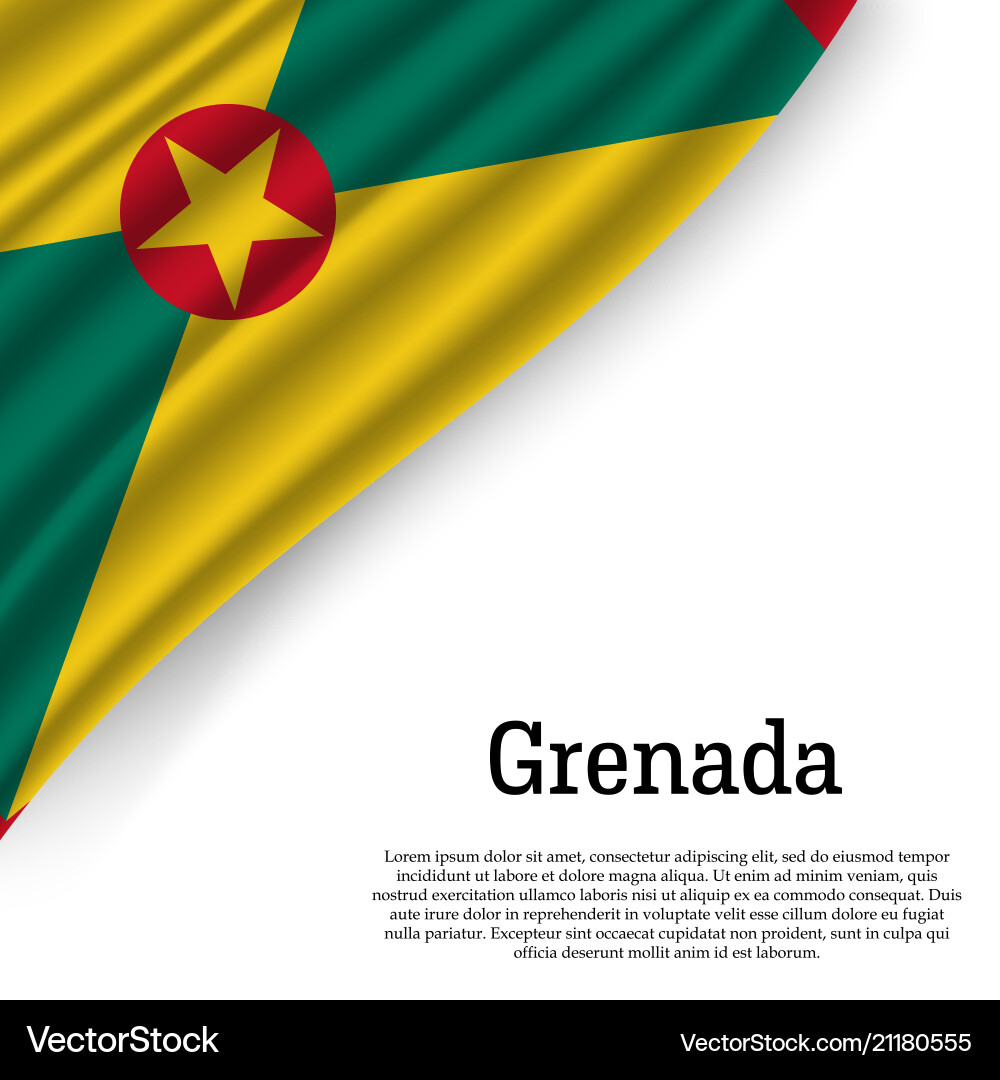 Waving flag of grenada Royalty Free Vector Image