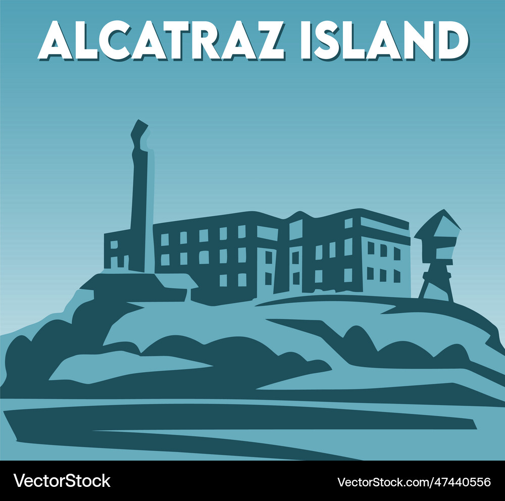 Alcatraz Island - Historic Prison Royalty Free Vector Image