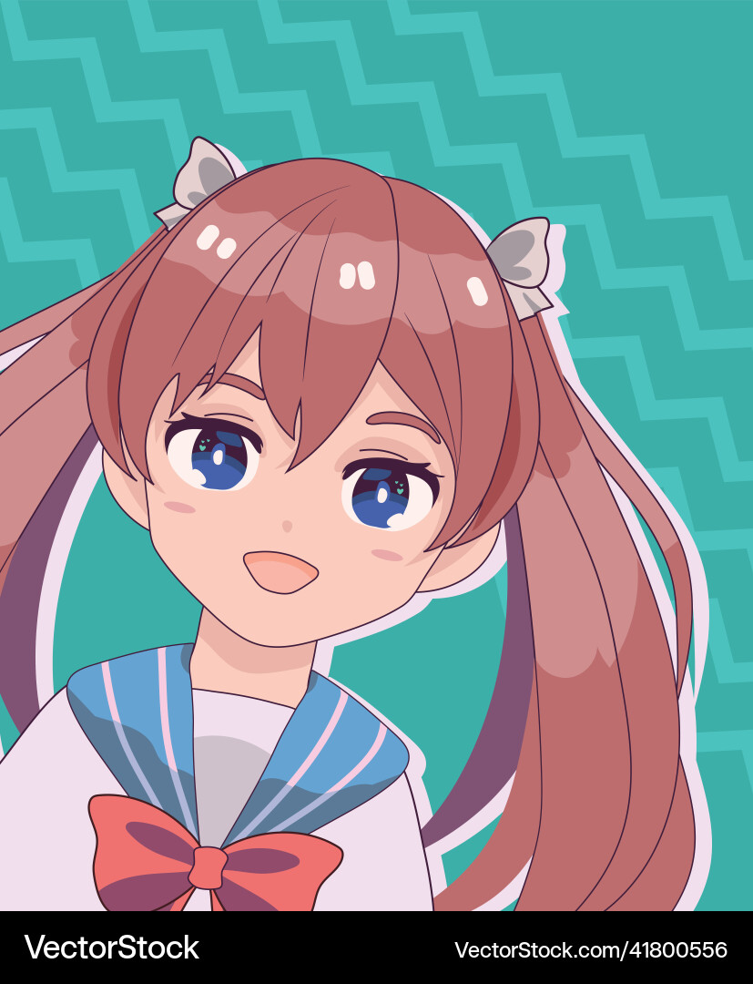 Anime girl student comic Royalty Free Vector Image