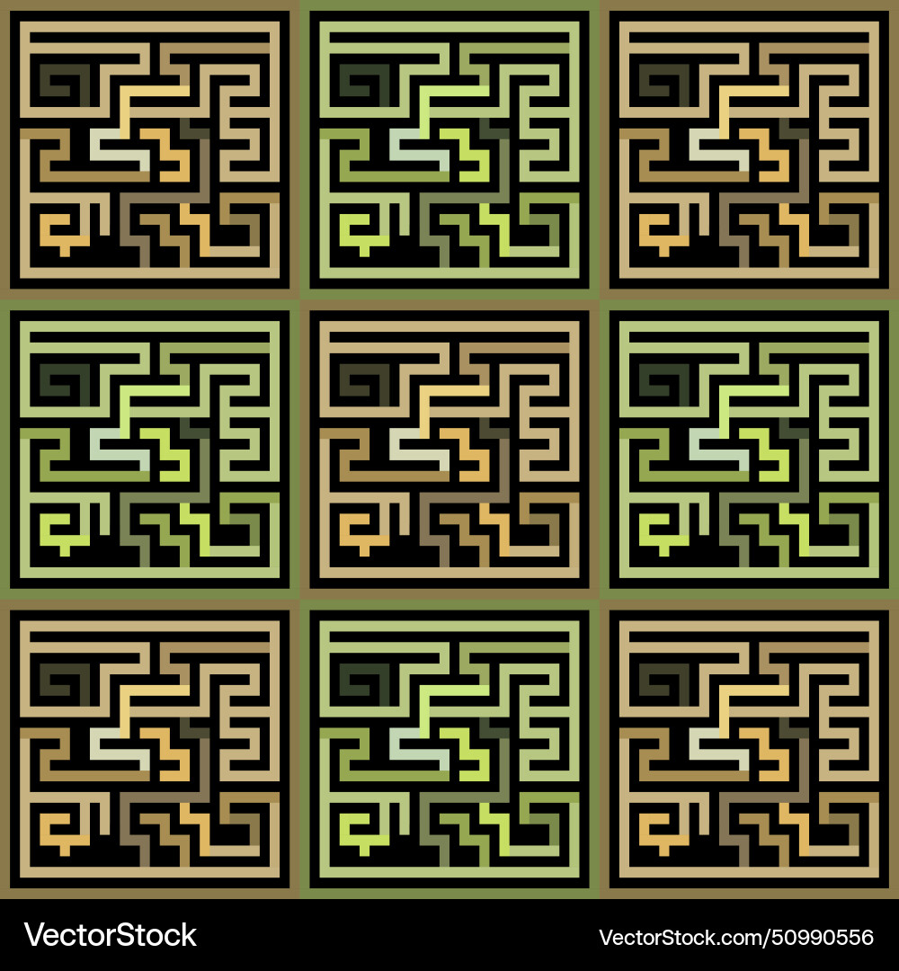 Chinese style checkered ornamental squares Vector Image