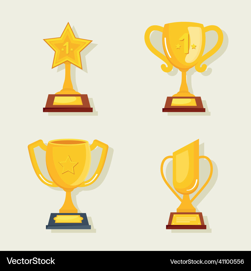 Four Golden First Place Awards Set Royalty Free Vector Image