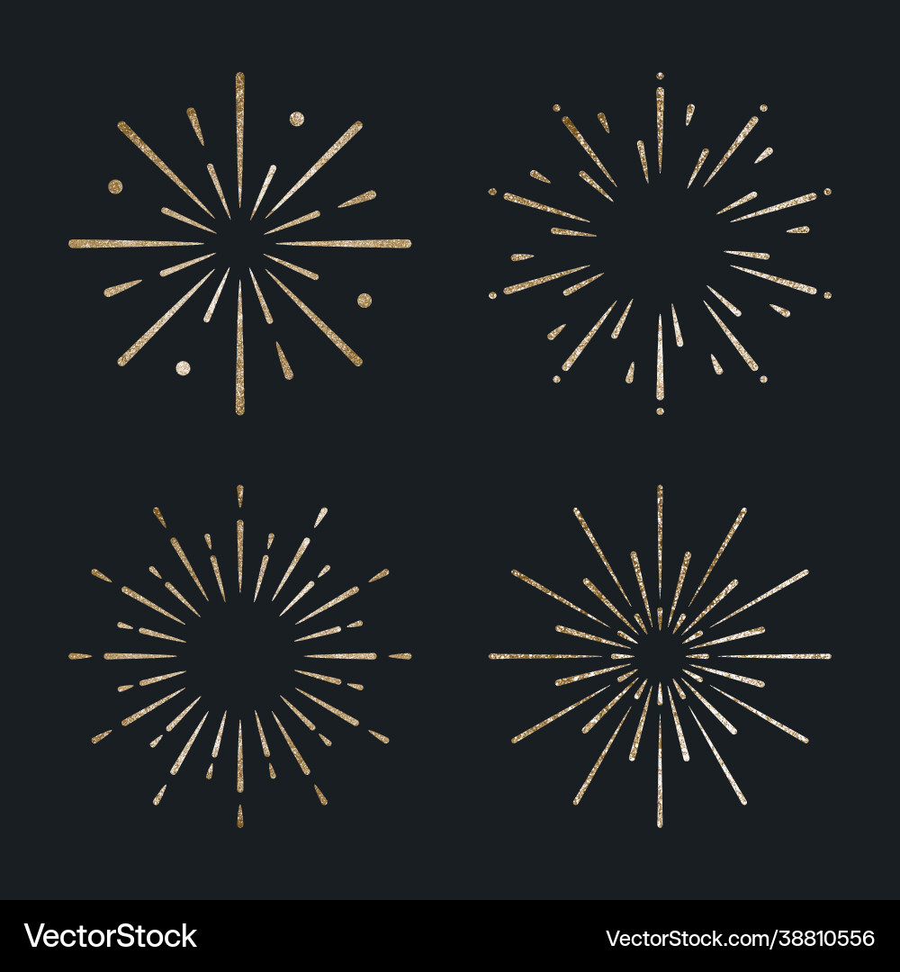 Glittery festive gold fireworks Royalty Free Vector Image