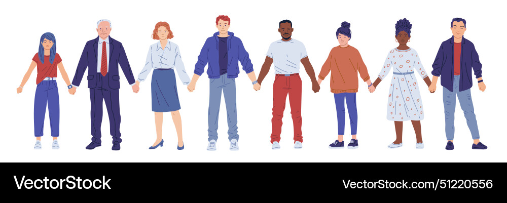 Human chain cartoon people team or group Vector Image