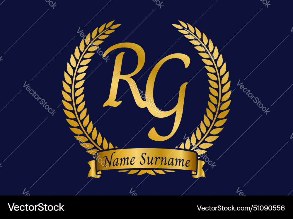 Initial letter r and g rg monogram logo design Vector Image