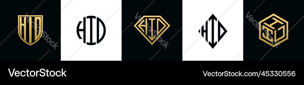 Initial letters hid logo designs bundle Royalty Free Vector