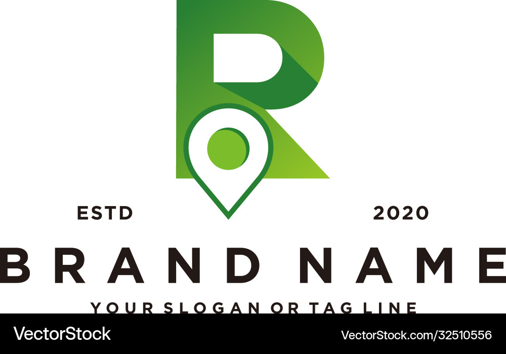 Letter r map pin logo design Royalty Free Vector Image
