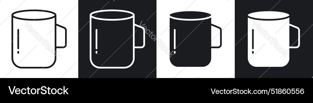 Mug liner and solid icon set in black color Vector Image