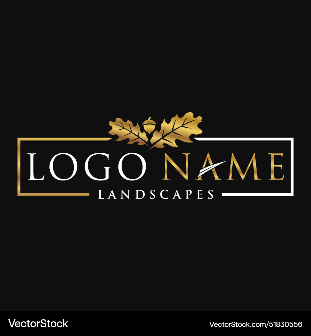 Nature logo with simple golden oak tree concept Vector Image