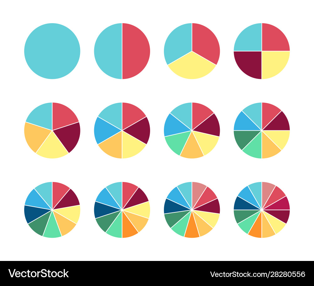 Pie circle chart 12 section graph Royalty Free Vector Image