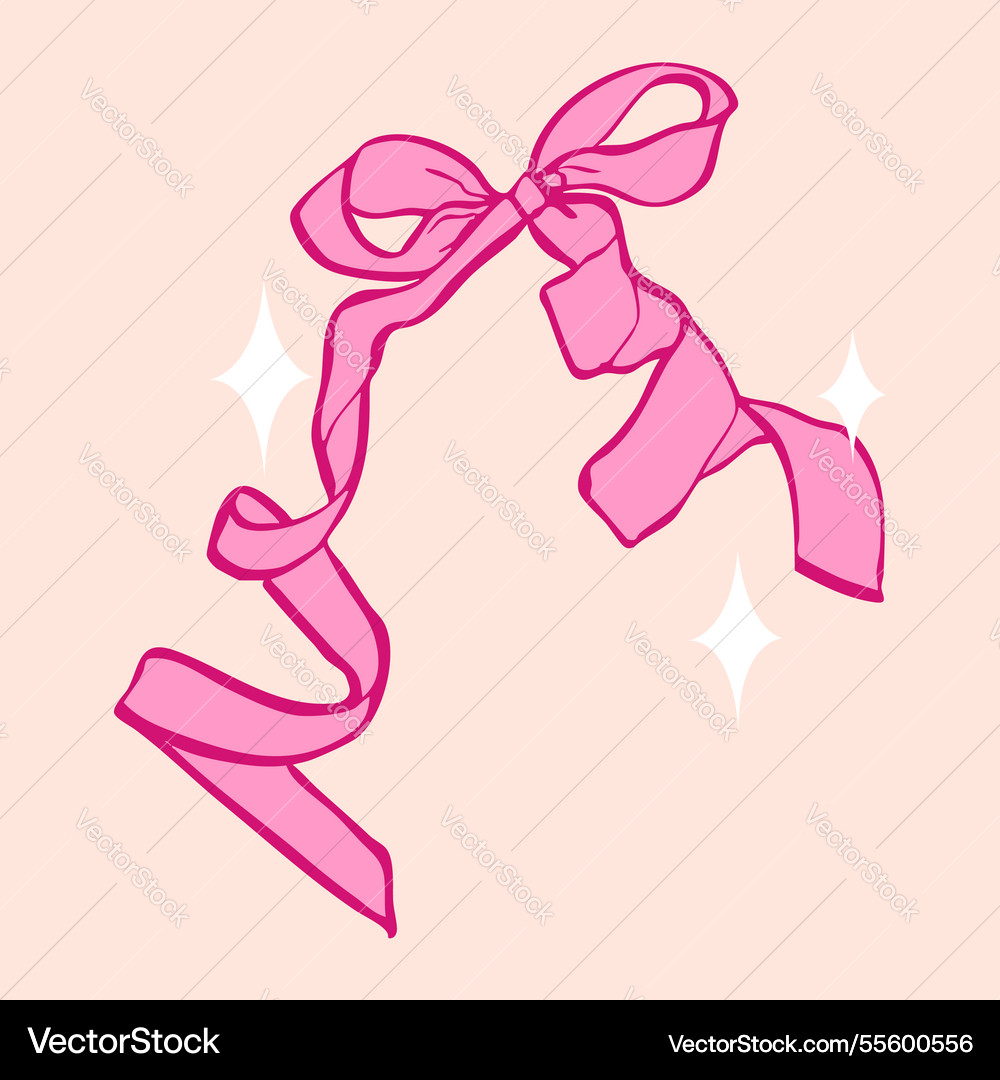 Pink coquette ribbon vintage Royalty Free Vector Image