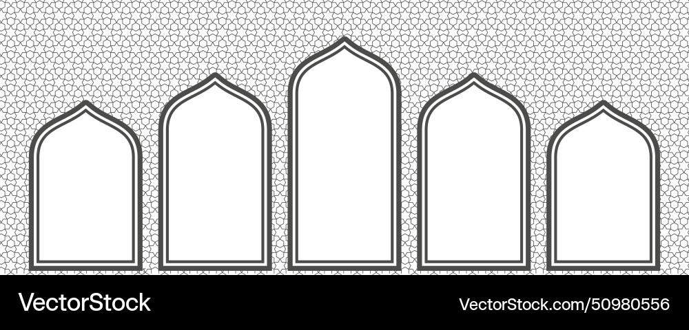 Ramadan windows on pattern wall doors and arches Vector Image