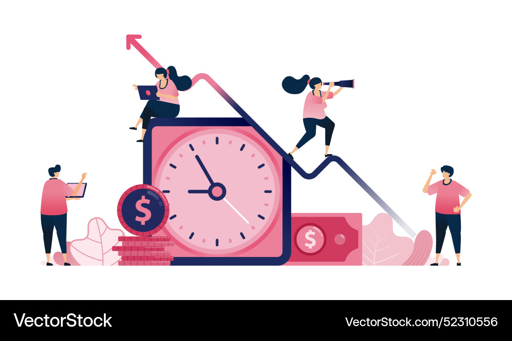 Time management on clock for financial Royalty Free Vector