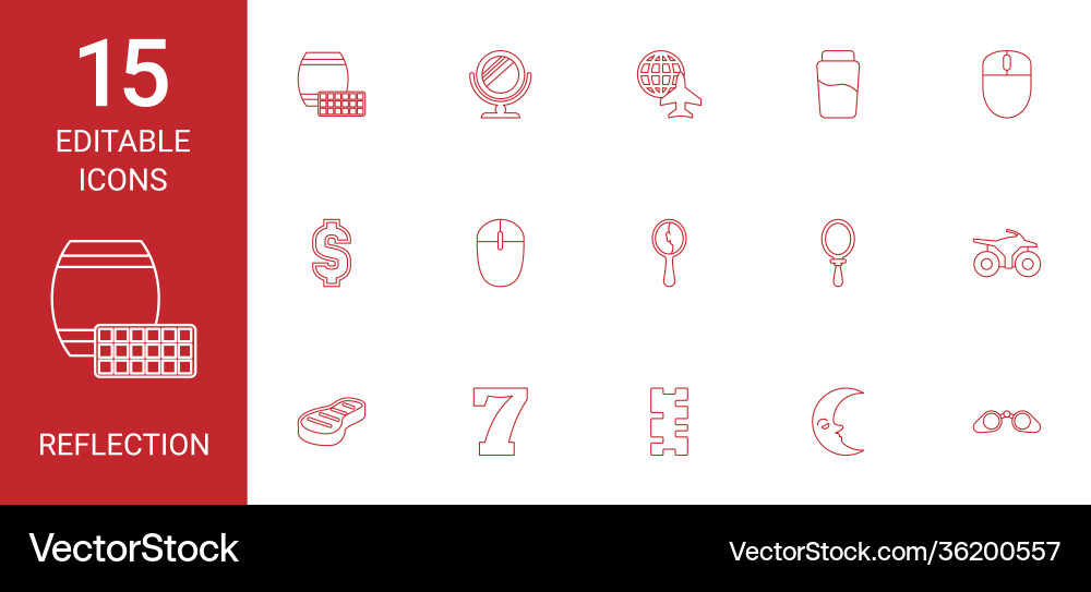 15 reflection icons Royalty Free Vector Image - VectorStock
