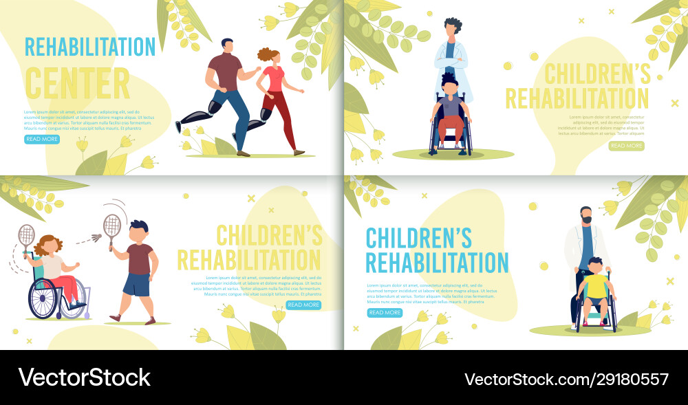 Children rehabilitation service web banners Vector Image