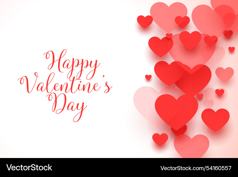 Happy valentines day red hearts on white Vector Image