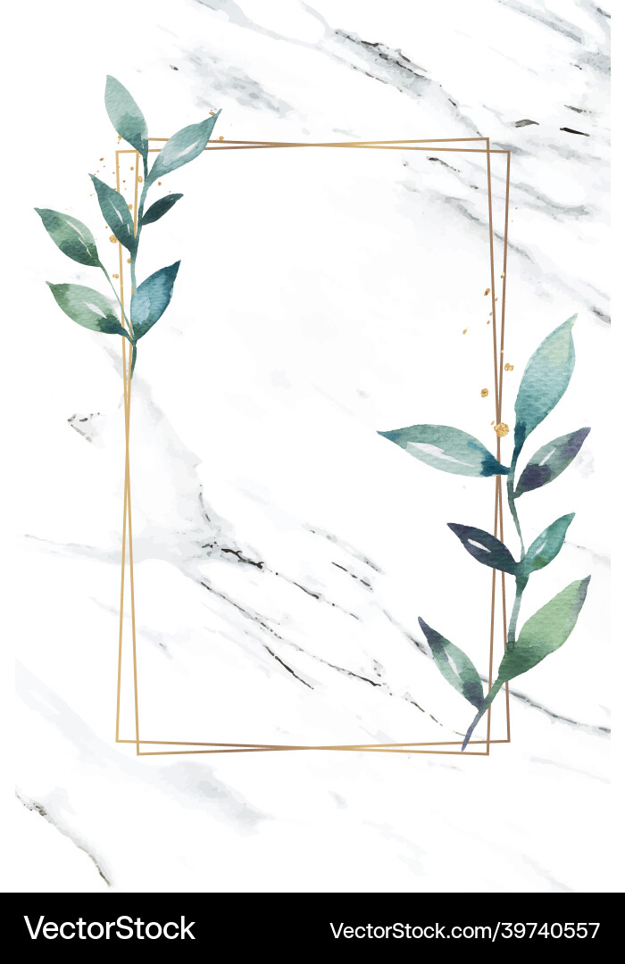 Leafy rectangle golden frame Royalty Free Vector Image