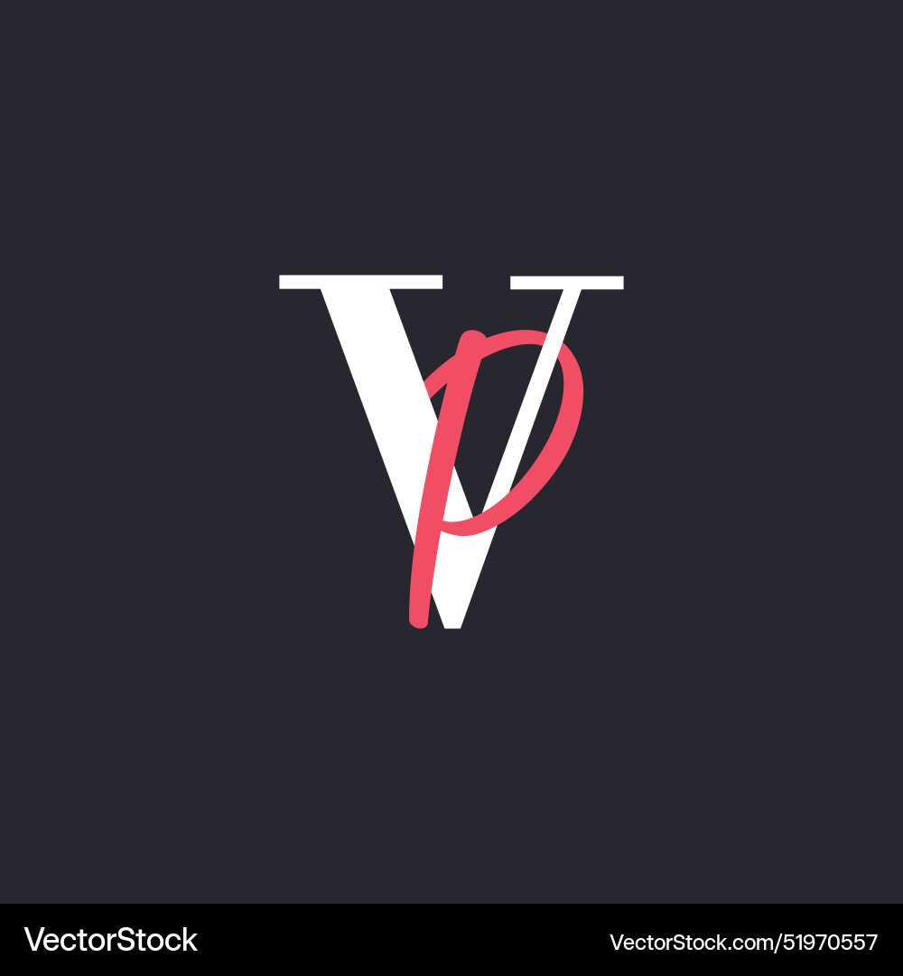 Letter vp logo perfectly blended initials Vector Image
