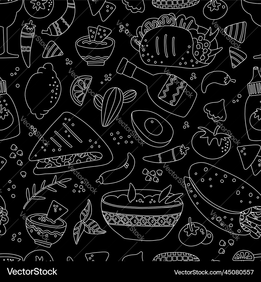 Mexican food seamless pattern for menu design Vector Image