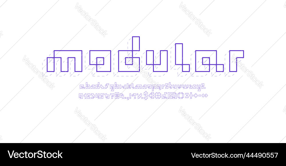 Pixel font alphabet made in dotted line 3d style Vector Image