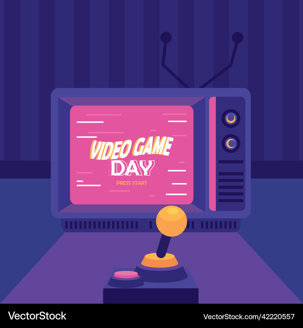 Retro Video Game Day Scene Royalty Free Vector Image