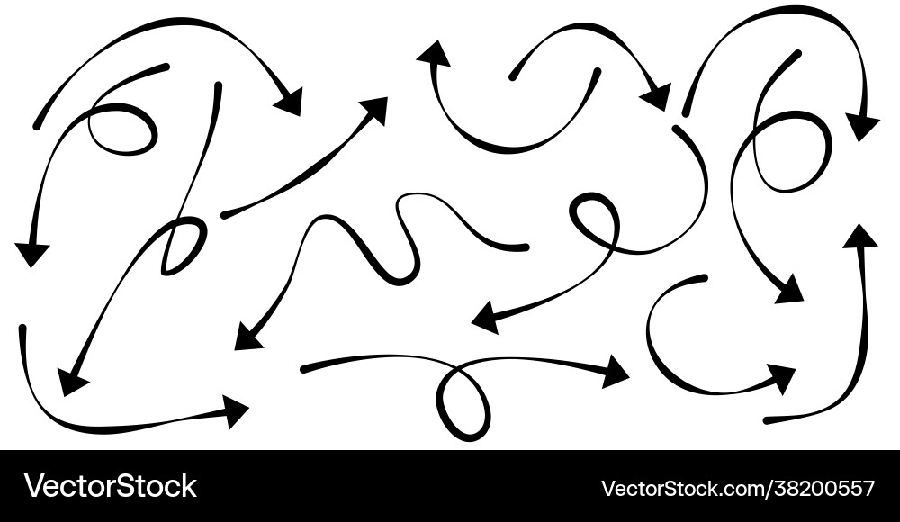Set hand drawn arrows isolated on white Royalty Free Vector