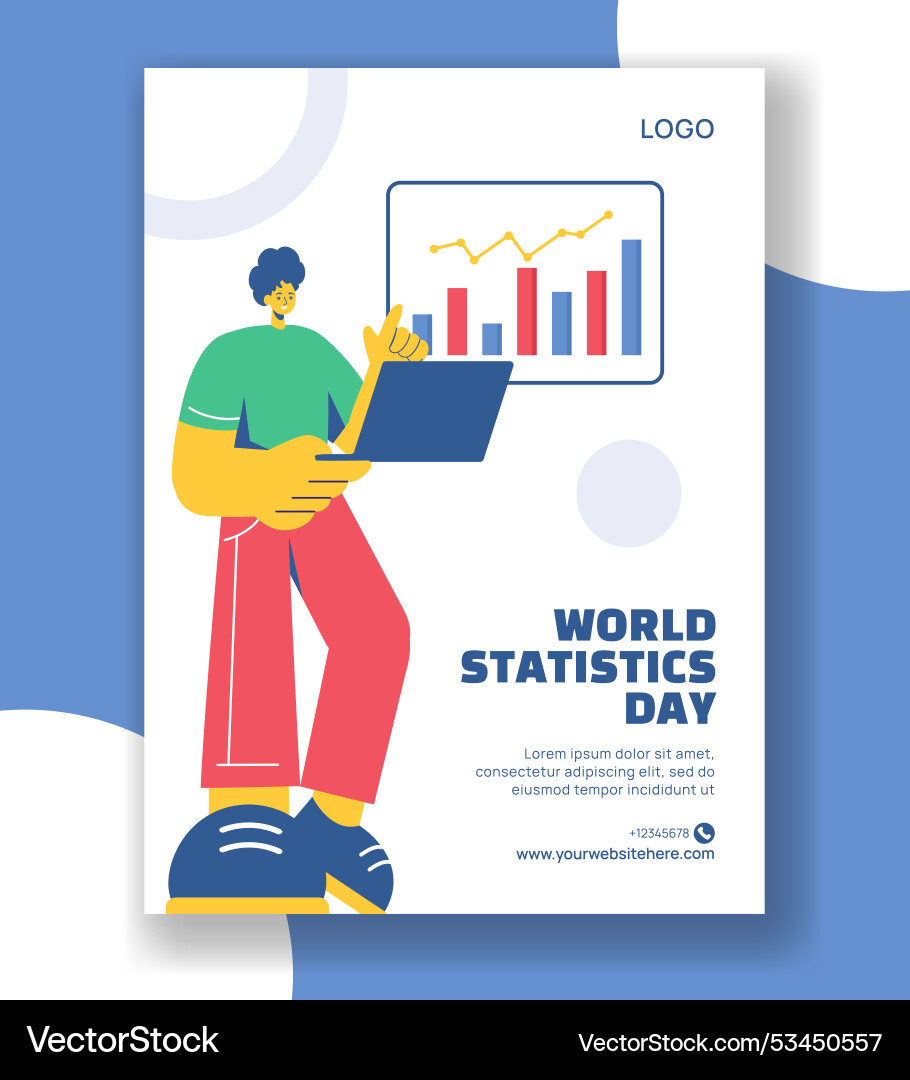Statistics day vertical poster flat cartoon hand Vector Image