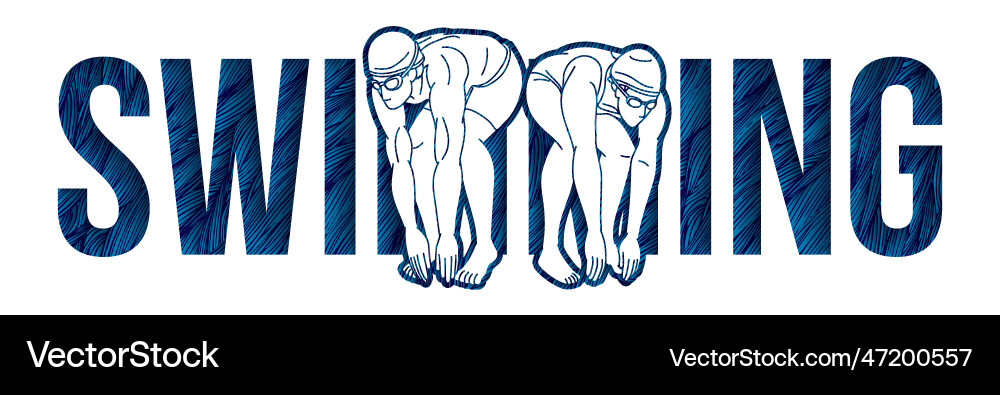 Swimming sport with male text Royalty Free Vector Image