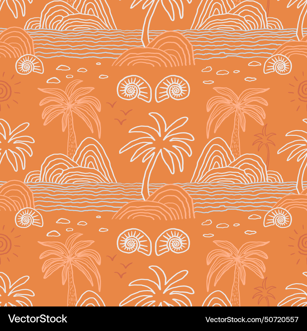 Tropical seamless pattern in warm orange tone Vector Image