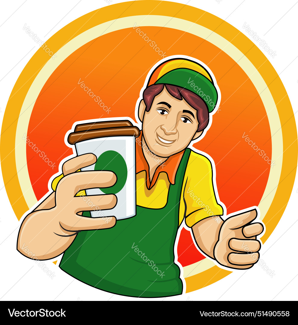 A waiter offers fresh drinks Royalty Free Vector Image