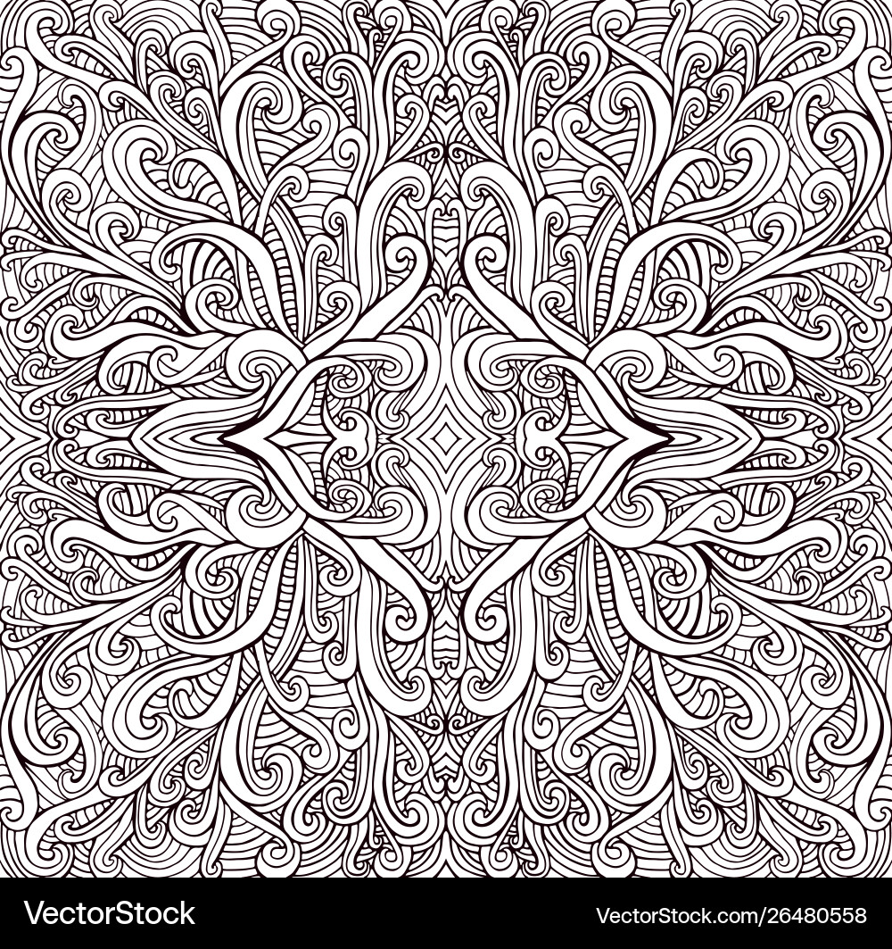 Coloring page psychedelic mandala waves ornament Vector Image